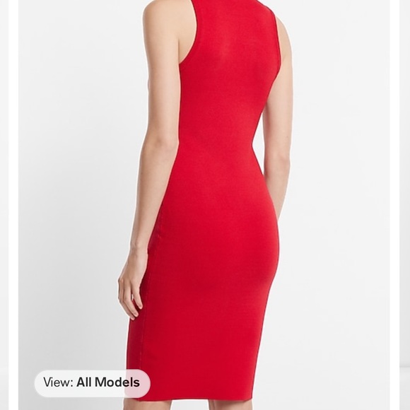 Express | Dresses | New Express Womens Red Fitted Dress High Neck ...